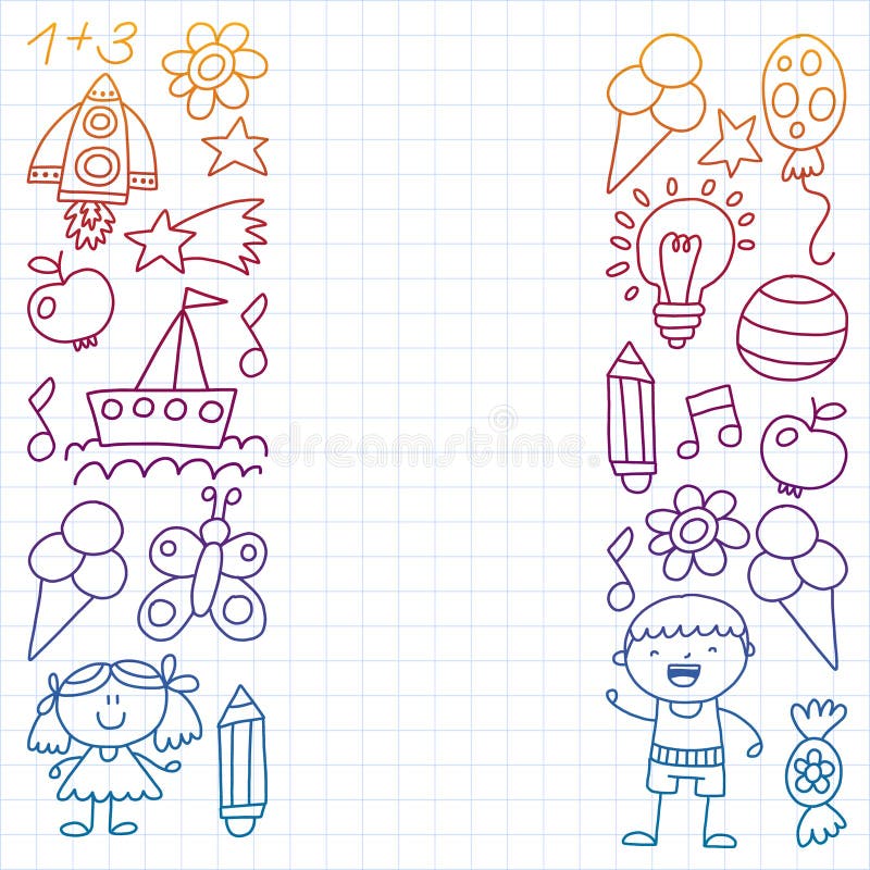Children Garden, Patern, Hand Drawn Children Garden Elements Pattern ...