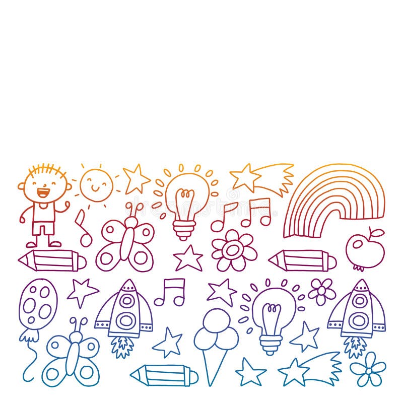 Children Garden, Patern, Hand Drawn Children Garden Elements Pattern ...