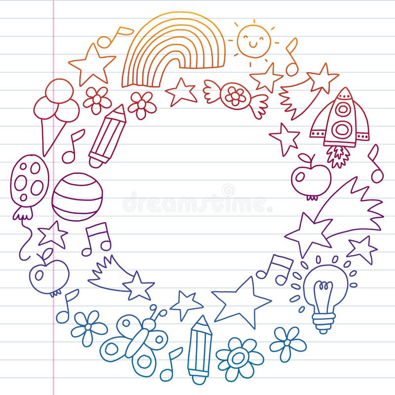 Children Garden, Patern, Hand Drawn Children Garden Elements Pattern ...