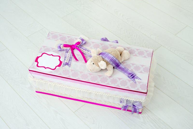 Children Gift Box Made by Hand Stock Photo - Image of brown, present ...