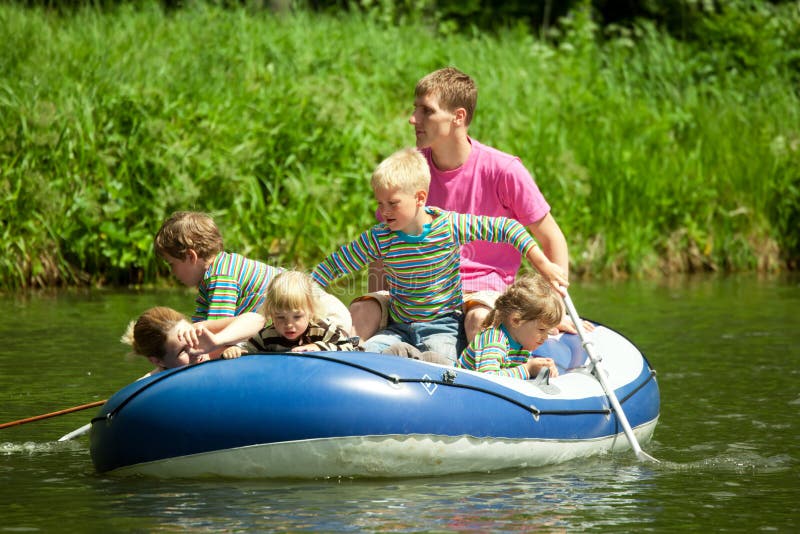 Children Go for Drive on Boat Under Supervision Stock Photo - Image of ...