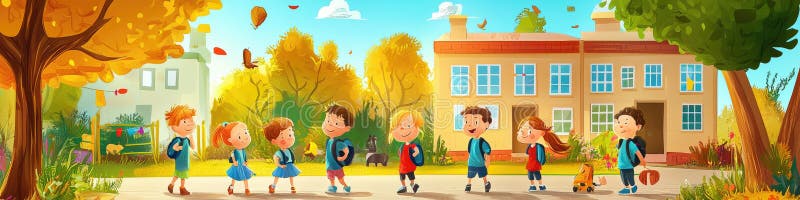 Children Go To School in the First Grade. Selective Focus Stock Image ...