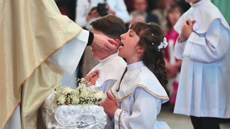 Lida, Belarus - May 31, 2022: Children Going To the First Holy ...