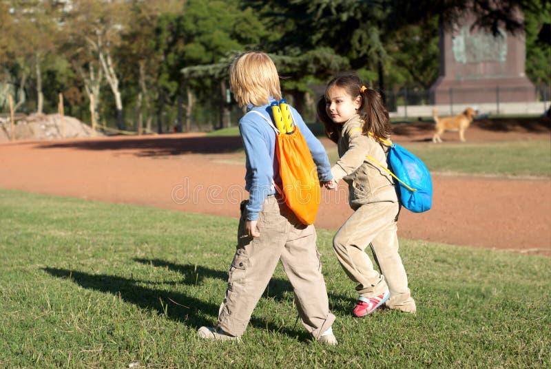 Children Going To Park Royalty Free Stock Images - Image: 9109529
