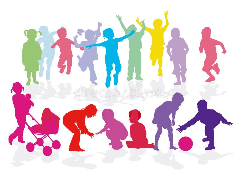 Children Group Playing and Having Fun, Stock Vector - Illustration of ...