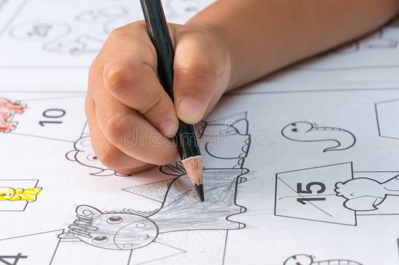 Children Hand Drawing by Pencil Stock Image - Image of childhood ...