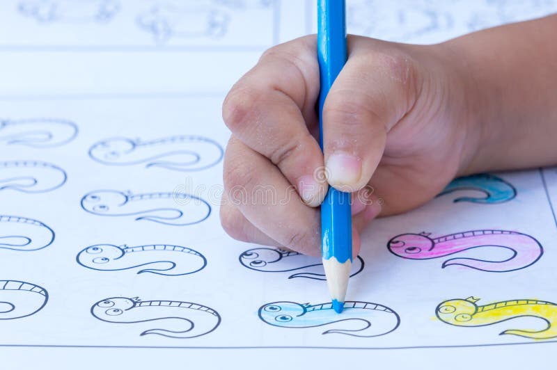 Children Hand Drawing by Pencil Stock Photo - Image of shoot, sketch ...