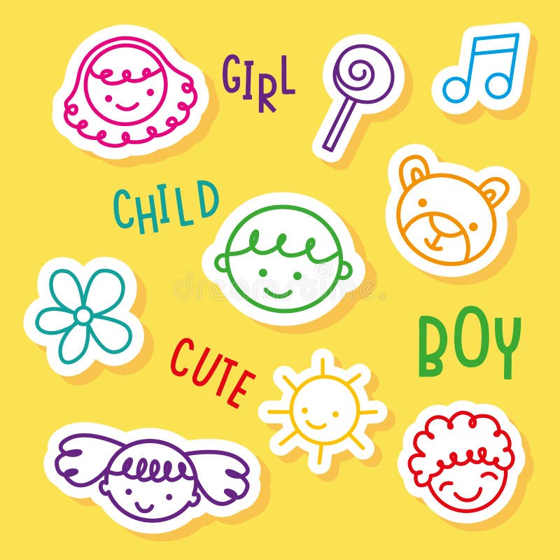 Children hand drawn stock vector. Illustration of paint - 242261536