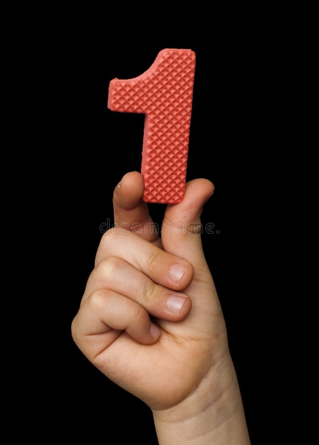 Children Hand Holding the Number One. Stock Image - Image of digit ...