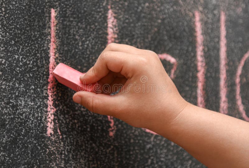 Children Hand Learn To Write on the Drawing Board Stock Image - Image ...