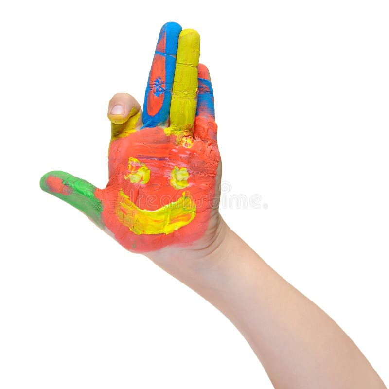 Children hand in paint. stock photo. Image of drawing - 16085250