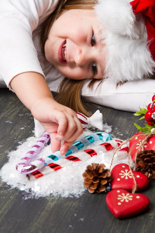 Children Hand Taking Christmas Decoration Stock Photo - Image of season ...