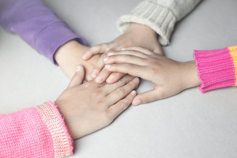 Children Hands Stacked Together. Union Stock Image - Image of union ...