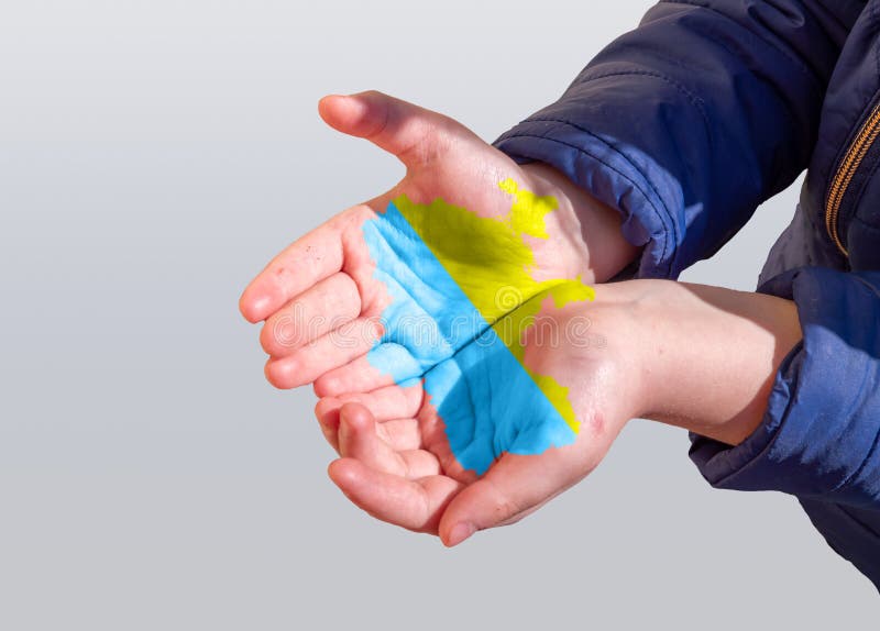 Children Hands with Ukraine Map Stock Image - Image of cohesion, palm ...