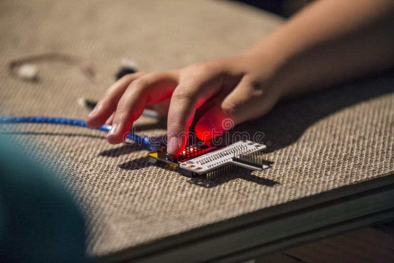 Children Hands Working on Digital Computer Device Stock Photo - Image ...