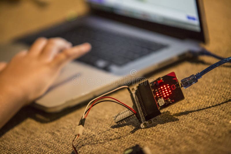 Children Hands Working on Digital Computer Device Stock Image - Image ...
