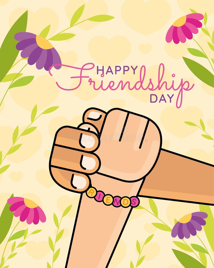 Children Handshake Friendship Day Poster Vector Stock Vector ...