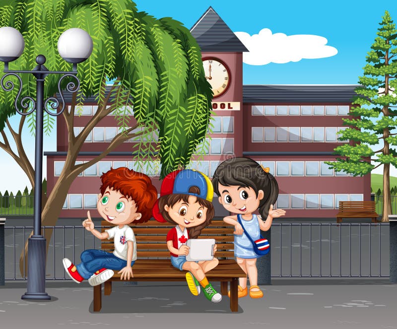 Children out of school stock illustration. Illustration of sign - 75578804