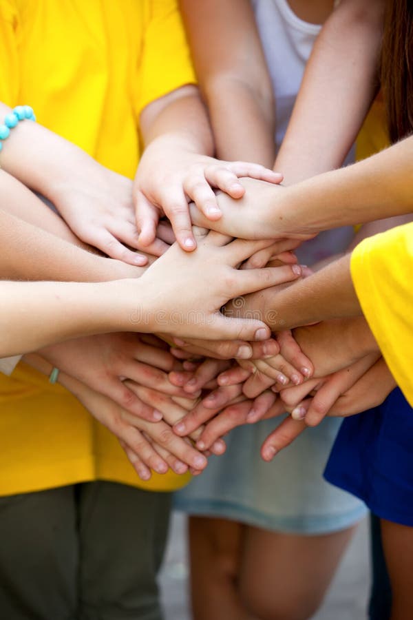 Children Have Combined Hands Together Stock Photo - Image of peace ...