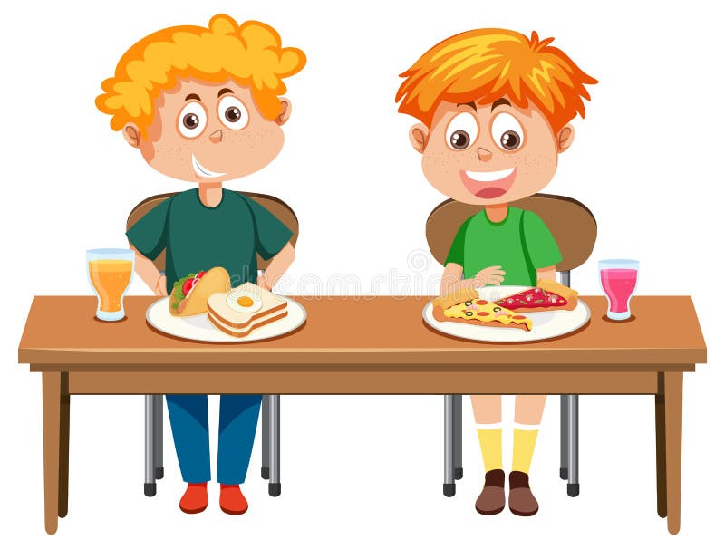 Children Having Breakfast on the Table Stock Vector - Illustration of ...