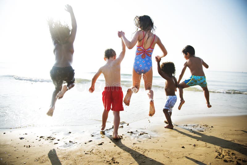 Children Having Fun on the Beach Stock Image - Image of children ...