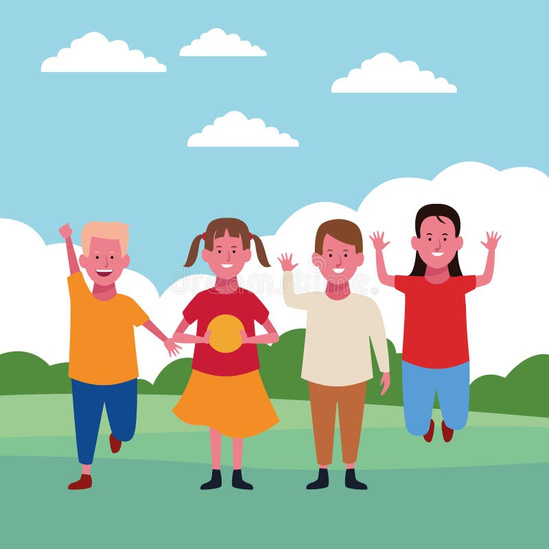 Children Having Fun and Playing Cartoons Stock Vector - Illustration of ...