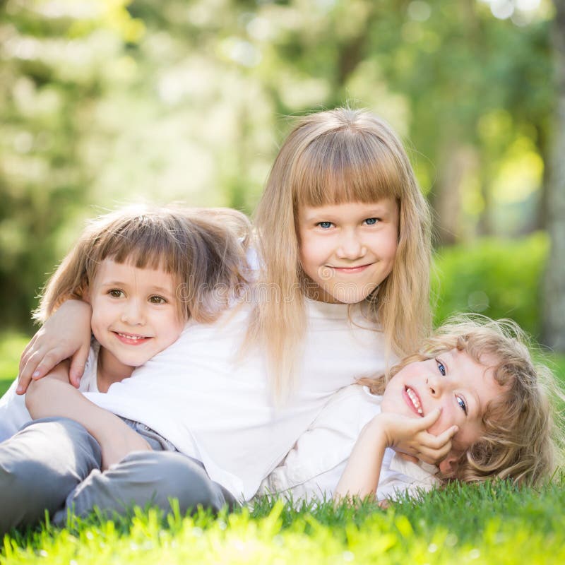 Children Having Fun Outdoors Stock Photo - Image of concept, blurred ...