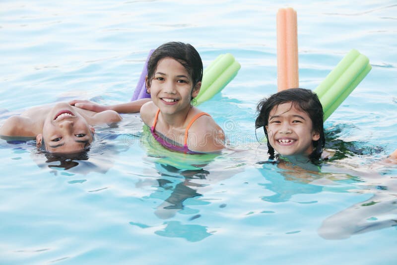 Children Having Fun in Pool Stock Photo - Image of siblings, swimming ...