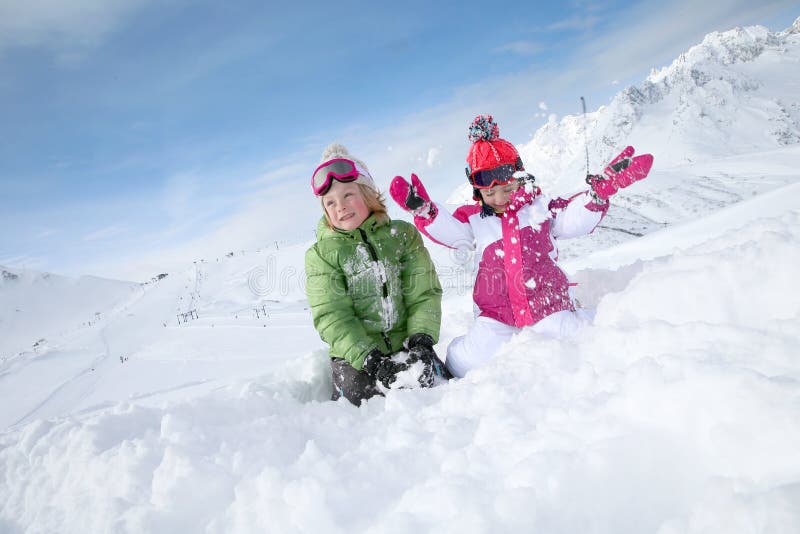 Children Having Fun in the Snow Stock Photo - Image of young, throwing ...