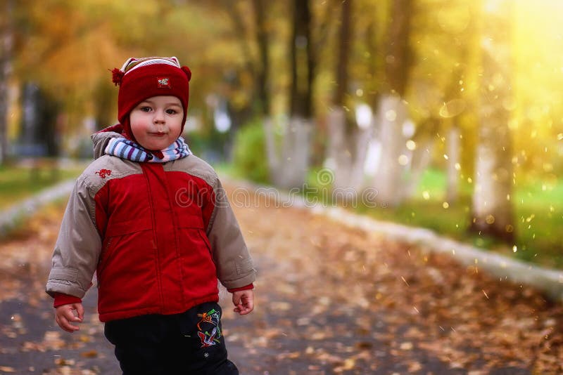 Children Having Fun on a Walk Stock Photo - Image of leaves, child ...