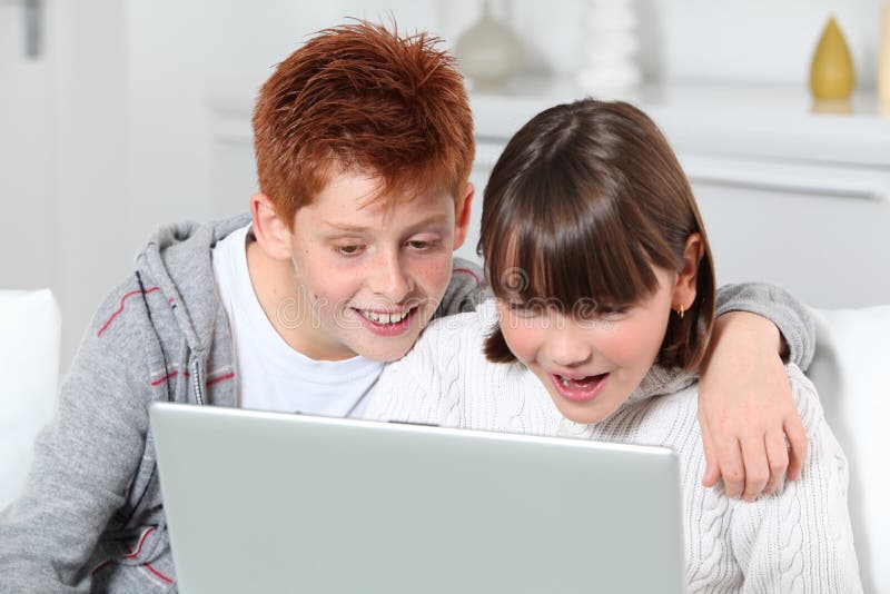 Children Having Fun Wirh Internet Stock Photo - Image of happy, games ...
