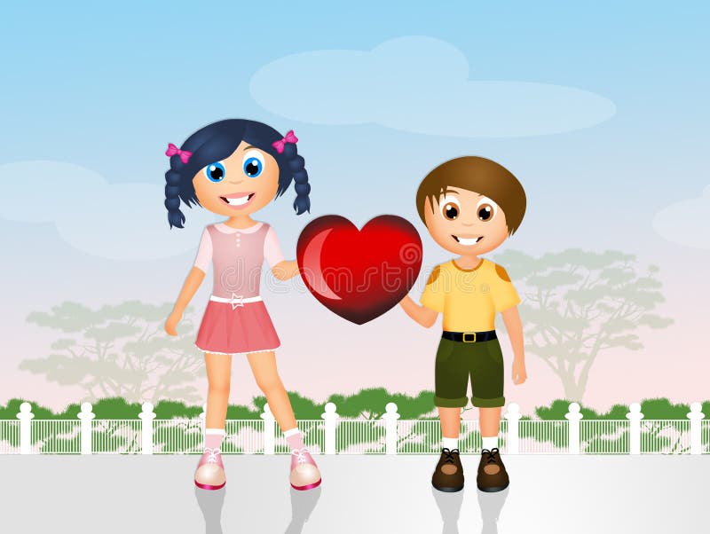 Children with heart stock vector. Illustration of color - 90945387