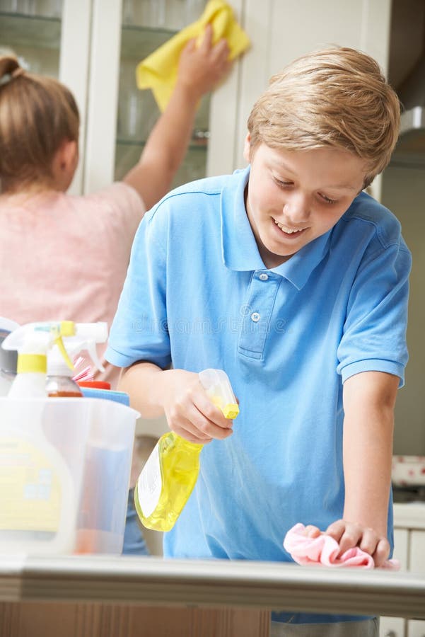 Children Helping To Clean House Stock Photo - Image of housework ...