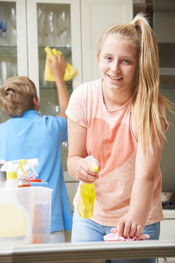Children Helping To Clean House Stock Photo - Image of helping, child ...