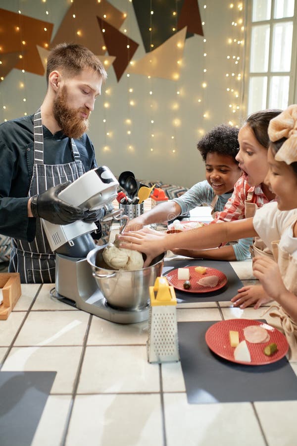 Children Helping To Cook during Masterclass Stock Image - Image of ...