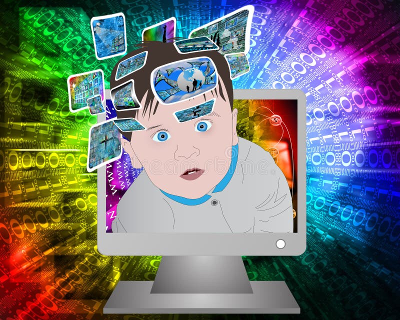 Children and High Technology Stock Illustration - Illustration of ...