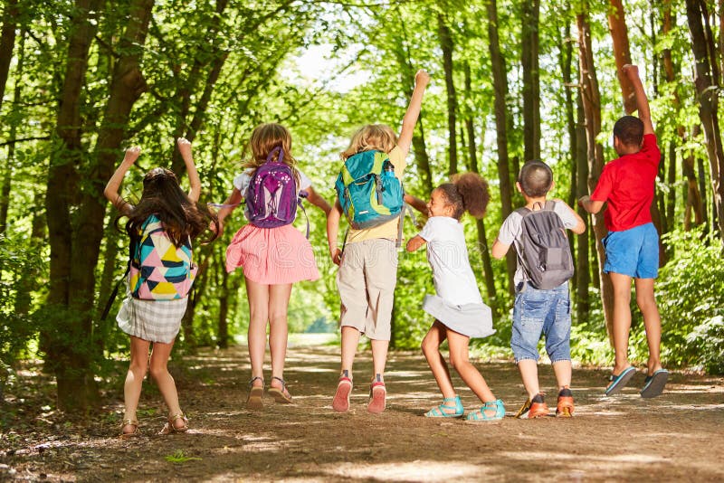 Children on a Hiking Day or Excursion Stock Photo - Image of fall ...
