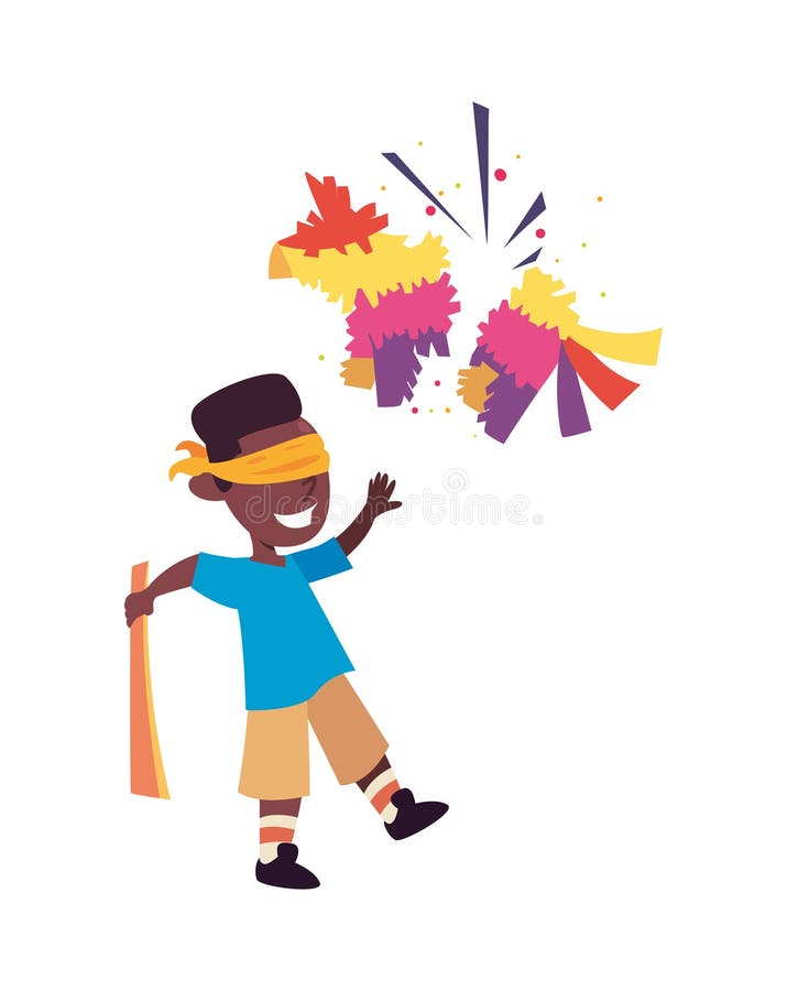 Children Hitting Pinata Birthday Party Stock Vector - Illustration of ...