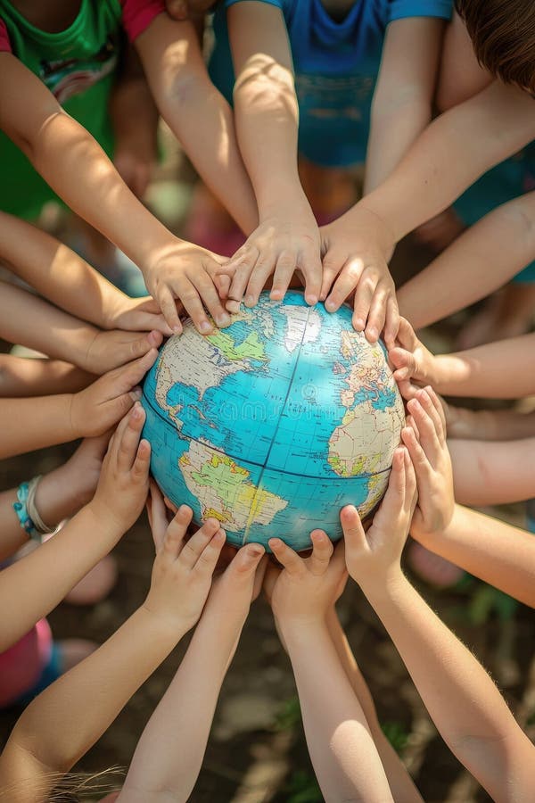 Children Hold a Globe in Their Hands. Selective Focus Stock Image ...