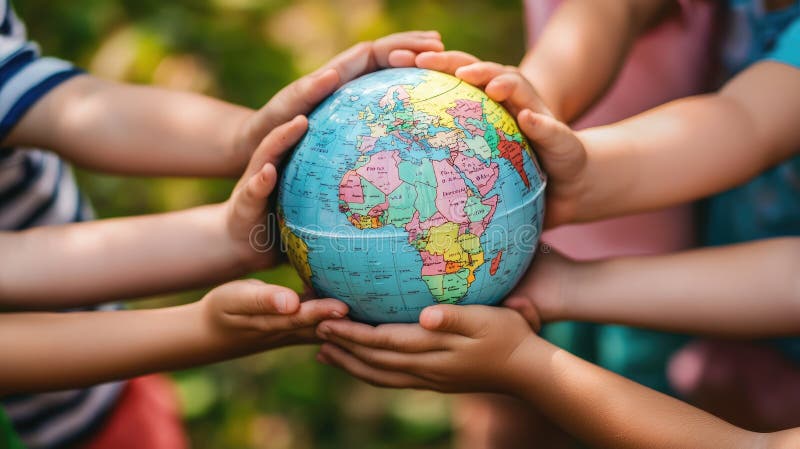 Children Hold a Globe in Their Hands. Selective Focus Stock Image ...