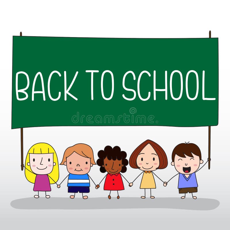 Children Holding Back To School Board Stock Vector - Illustration of ...