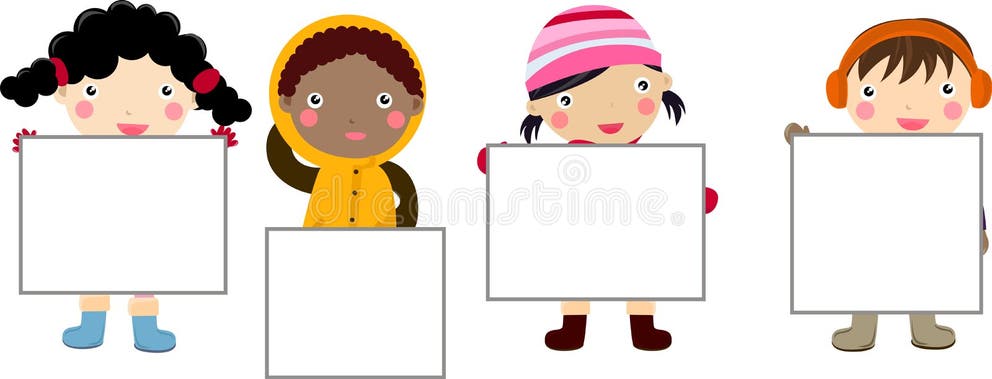 Children holding banner stock vector. Illustration of preschool - 12156688
