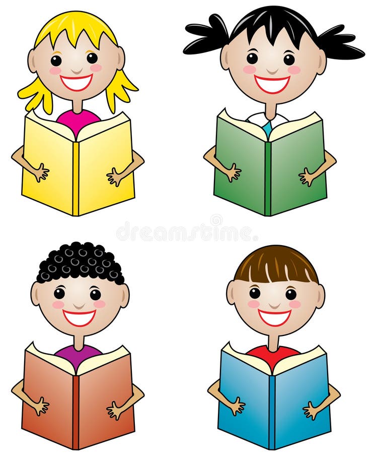 Kids reading stock vector. Illustration of group, learning - 27387783