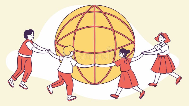 Children Holding Globe Unity Teamwork World Peace Vector Design ...