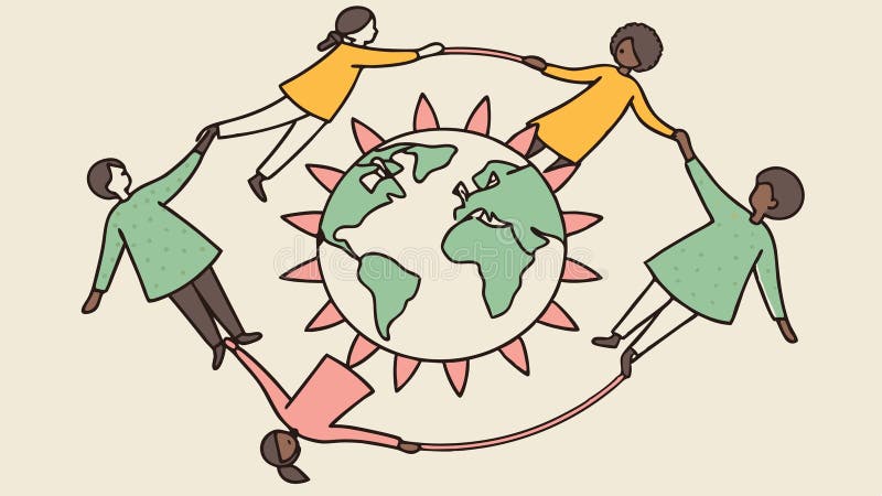 Children Holding Hands Around Globe. Unity Diversity Peace. Vector ...