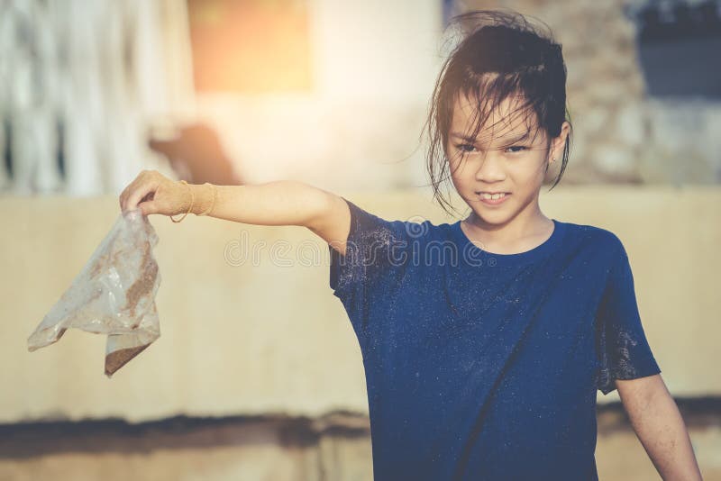Children Holding Plastic Bag That She Found On The Beach Stock Image ... Children Holding Plastic Bag That She Found On The Beach Stock Image ...