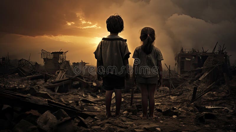 Children without a Home, Apocalypse, War Stock Illustration ...
