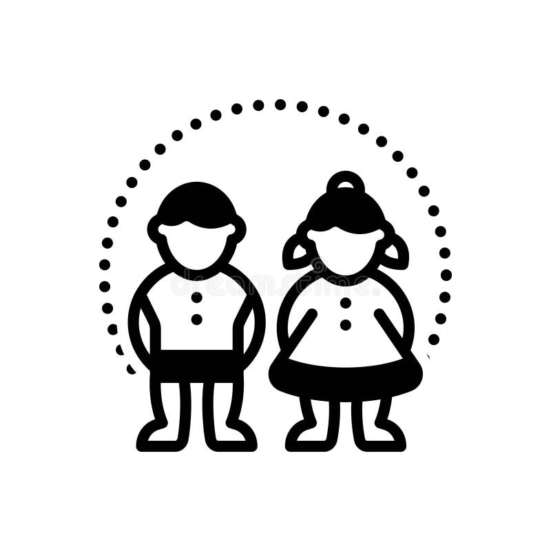 Black Solid Icon for Children, Daughter and Young Stock Illustration ...