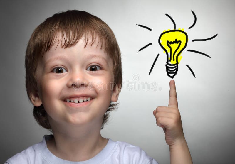 Children idea stock photo. Image of boys, eyes, bulb - 24676788