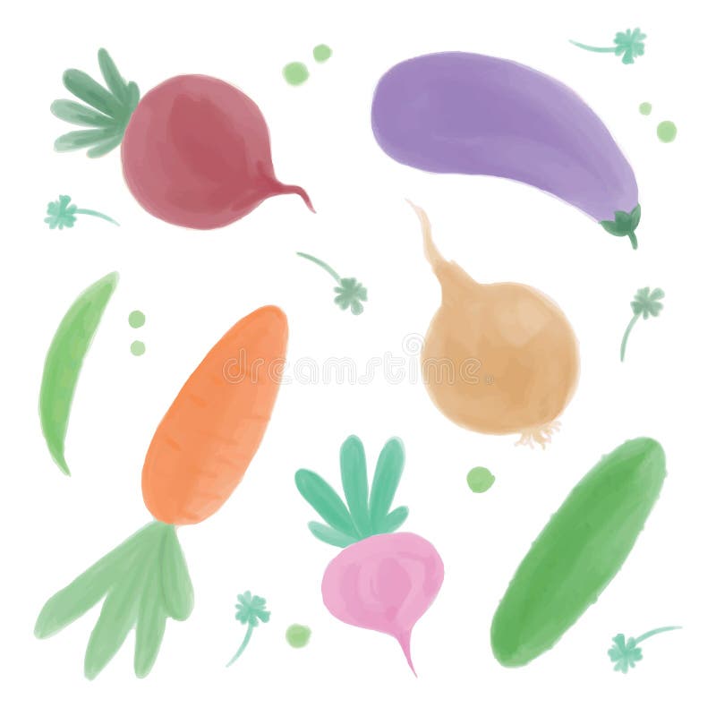 Children Illustration Vegetables Pastel Color Stock Vector ...